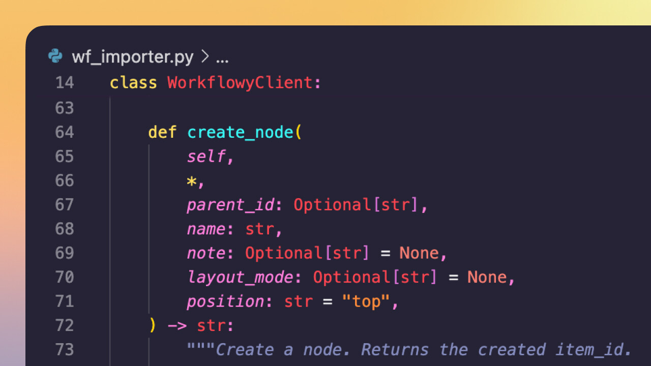 Rudimentary API - News - Workflowy